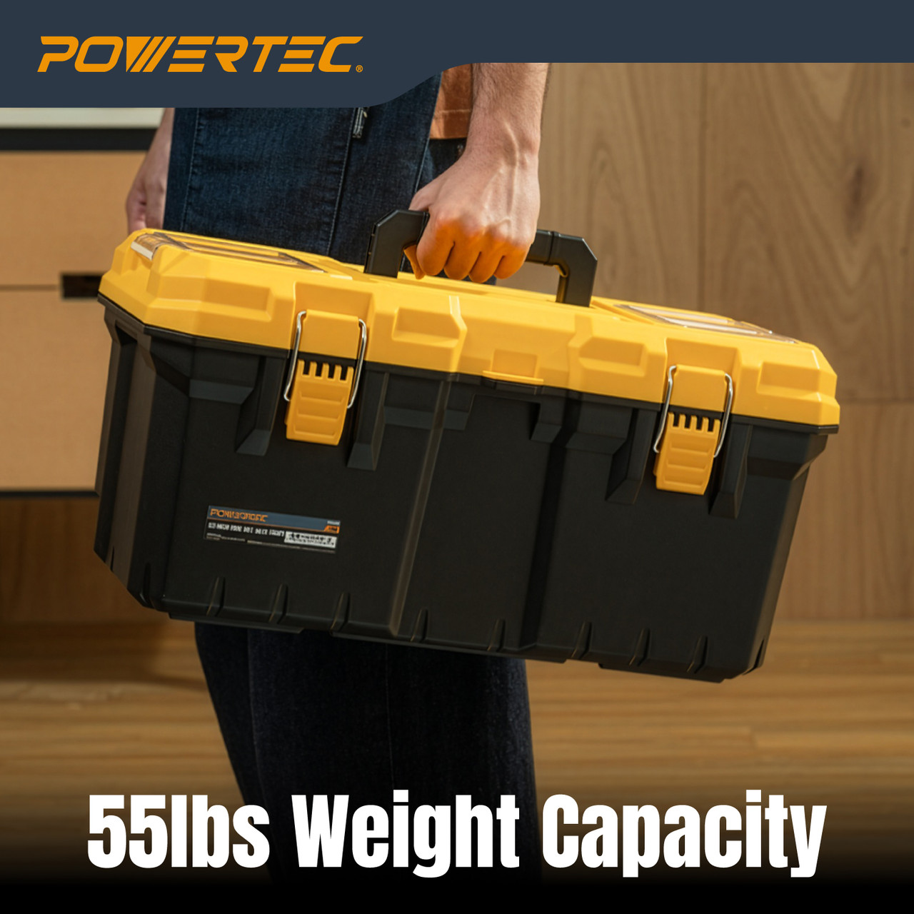 22-Inch Lockable Tool Box with Trays – POWERTEC