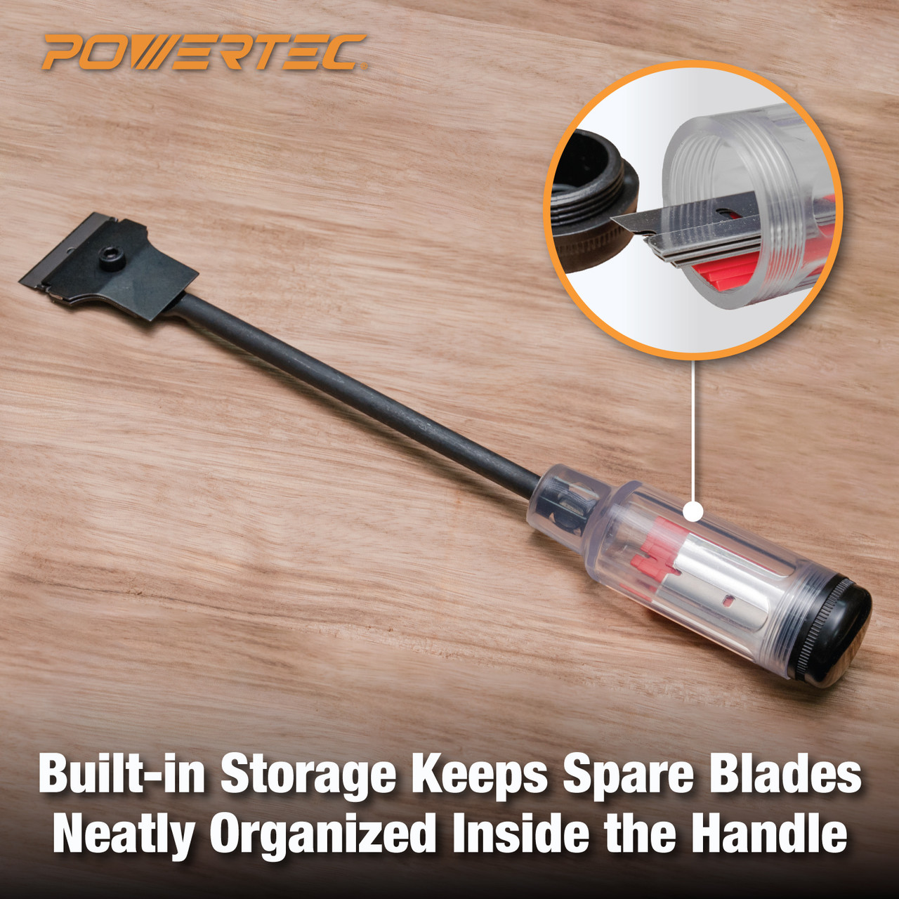72301 11" Razor Scraper w/ Blade Storage, 6 Blades