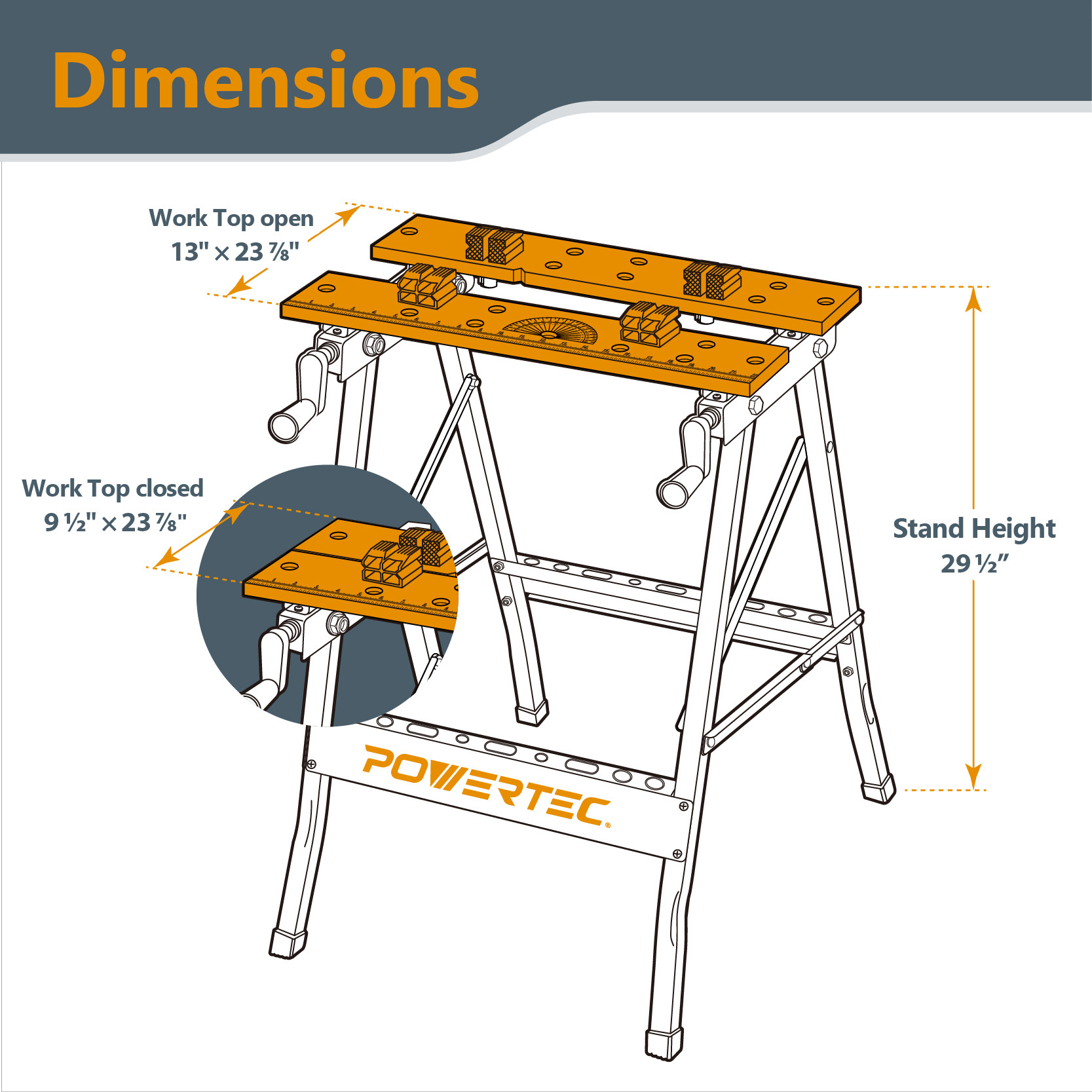 POWERTEC-Workstand with Bamboo Top | POWERTEC Saw Stands, Woodwork ...
