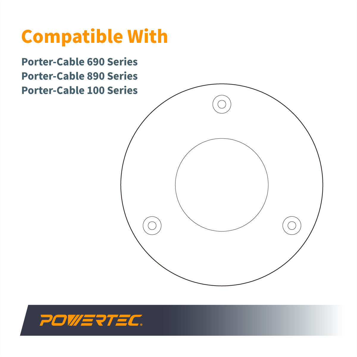 Powertec 2-1/2" Hole Sub Base for Porter-Cable 690 and 890 Series Routers