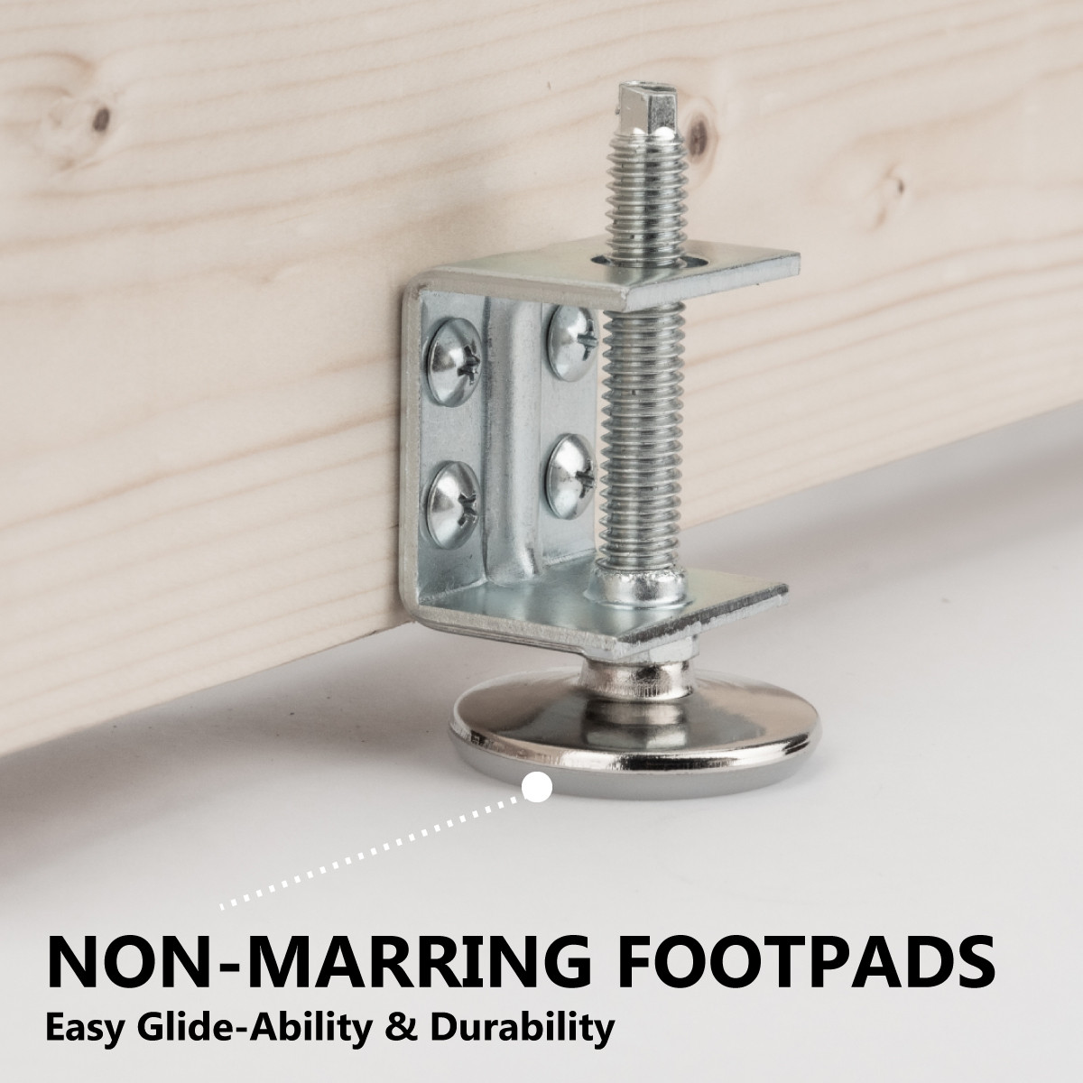 Adjustable U-Bracket Leg Levelers with Non-Marring Leveler Pads-4PK ...