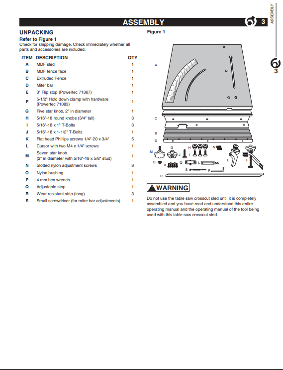 Table Saw Sled Kit with 2 HDPE Bars, 2 Aluminum Tracks and Hardware Kit ...
