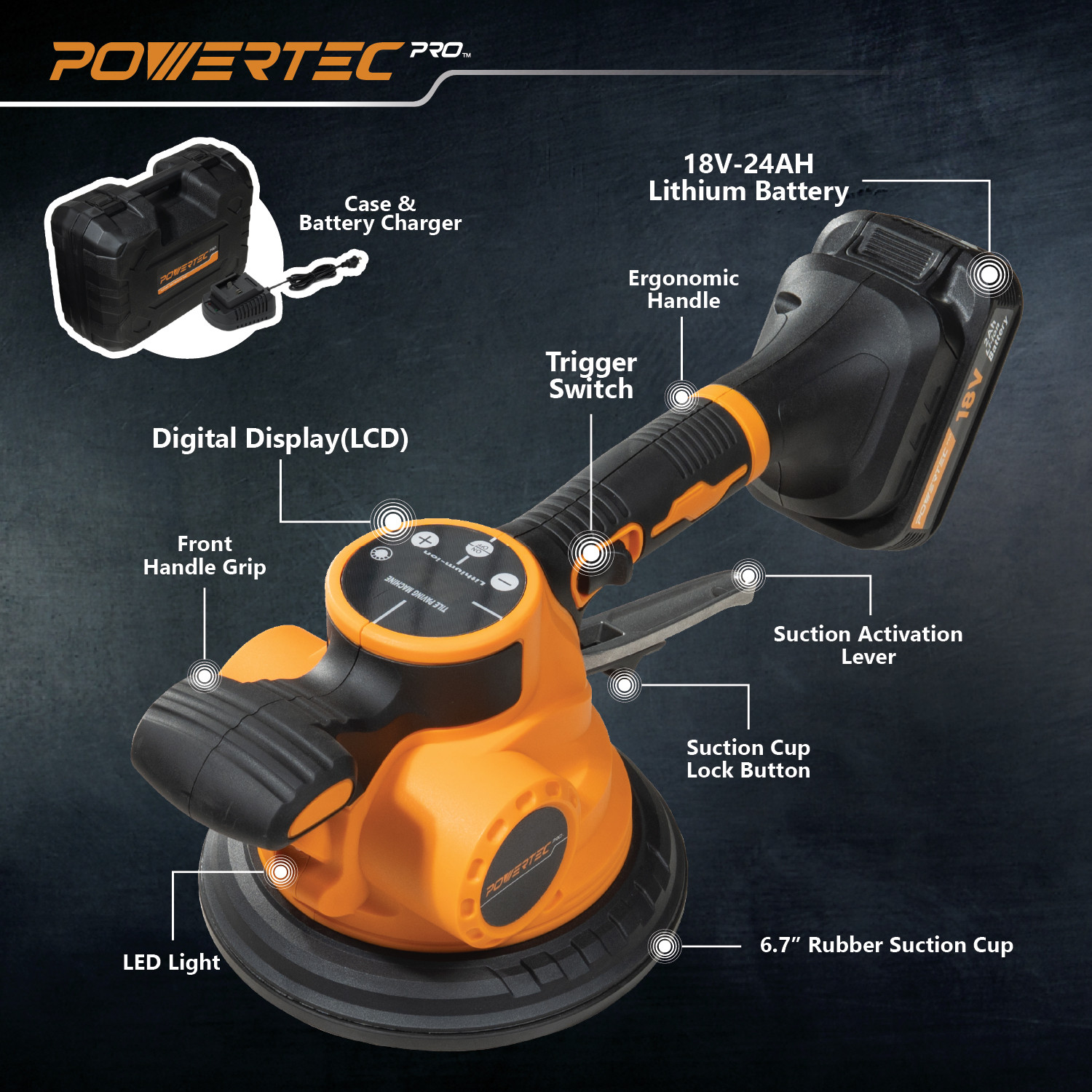 TLV1801 Cordless Tile Vibration Leveling Machine - POWERTEC