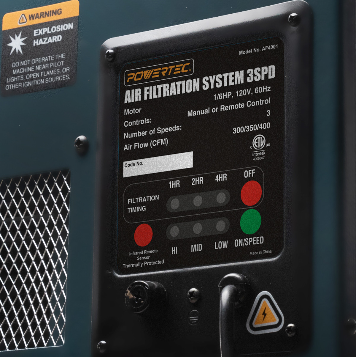 Remote Controlled 3-Speed Air Filtration System | POWERTEC Saw Dust ...