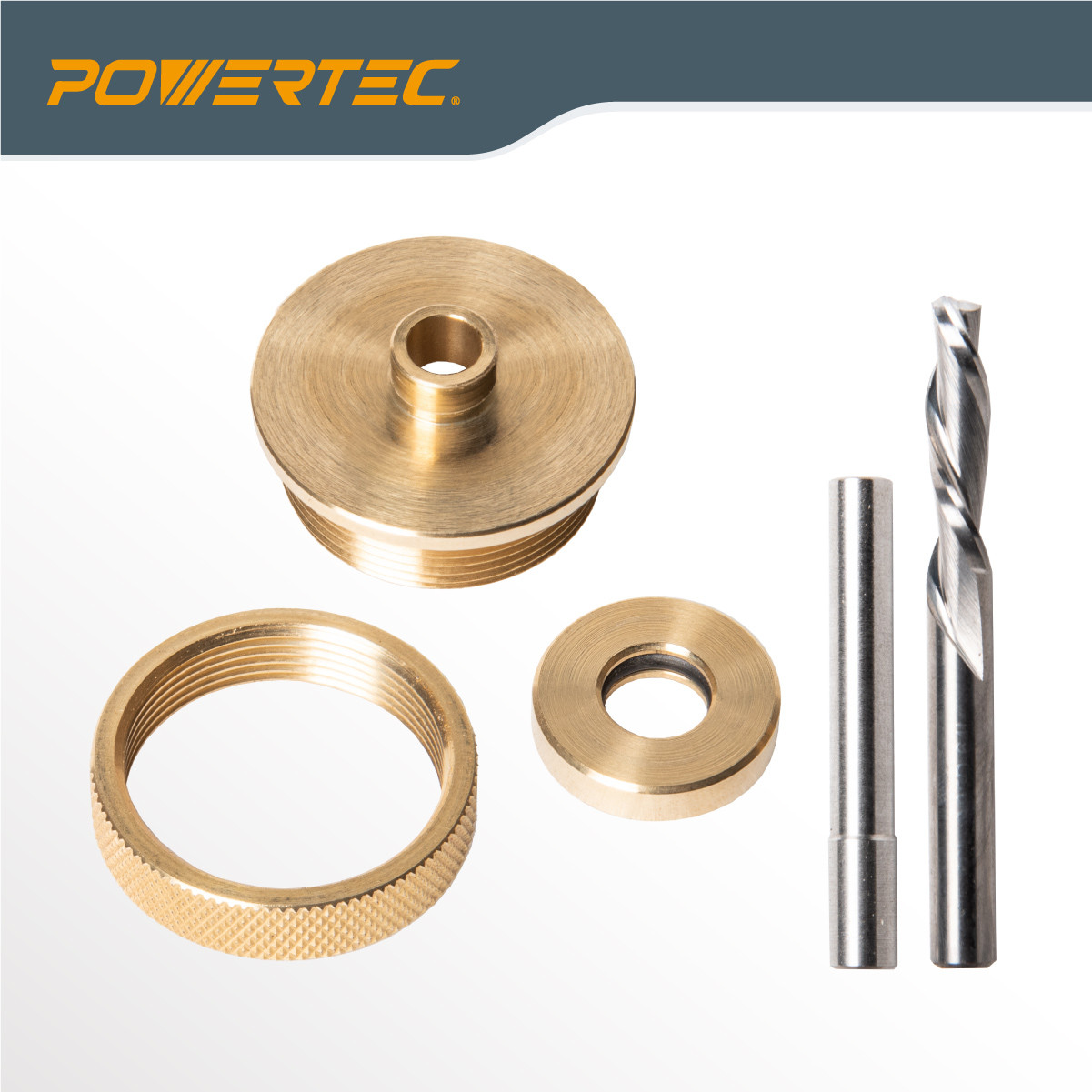 POWERTEC 71729 Solid Brass Inlay Set, 1/4" D, 3/4" Cutting Length, 1/4 ...