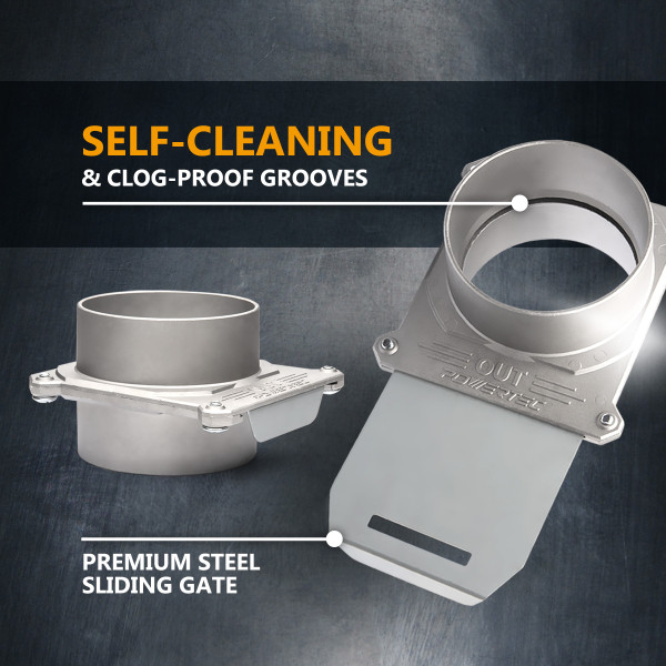 POWERTEC 70326 Aluminum Blast Gate 4 Inch, w/ Anti Clog and Air Leak ...