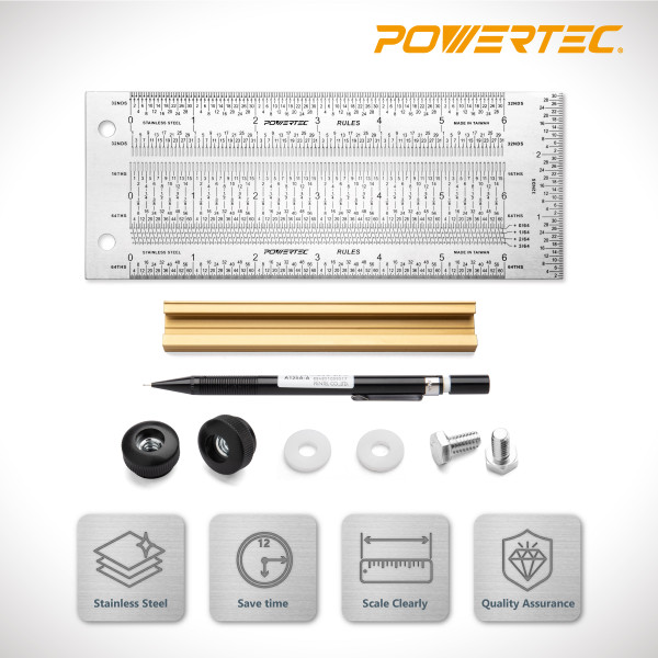 Precision Marking Ruler - POWERTEC | Marking T-Rule, Marking Ruler