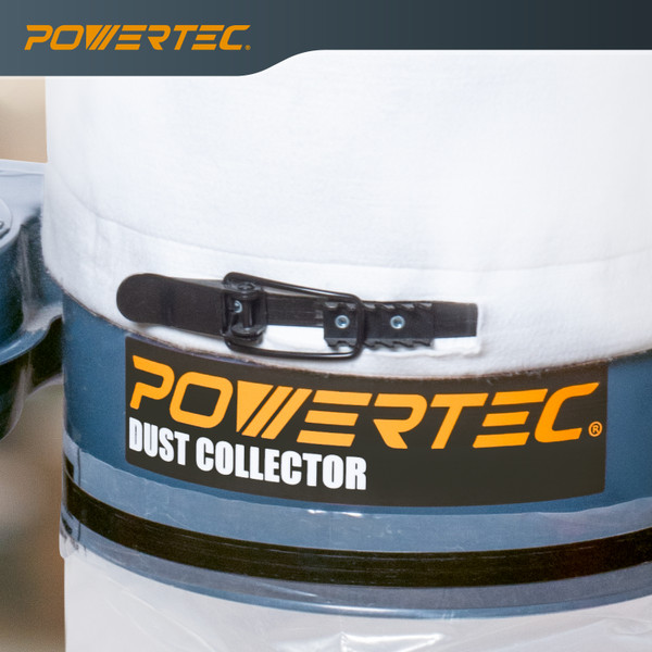 POWERTEC 1 HP Dust Collector with 1 Micron Dust Collector Bags and ...