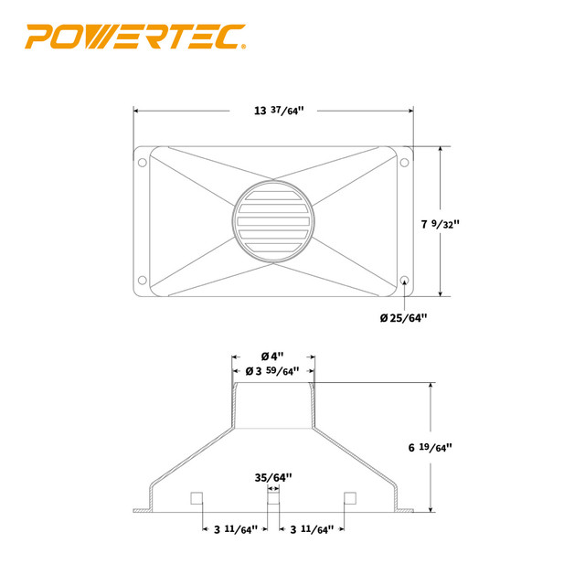 Mini Gulp Dust Hood, 13-1/2" By 7-1/4" with 4" Port | POWERTEC Saw Dust ...