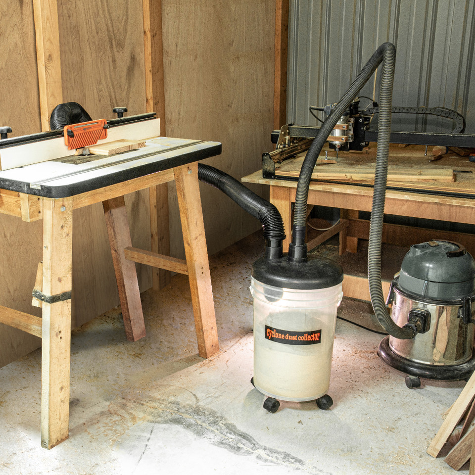 POWERTEC-6 Gallon Cyclone Wood Saw Dust Collector and Separator Kit ...