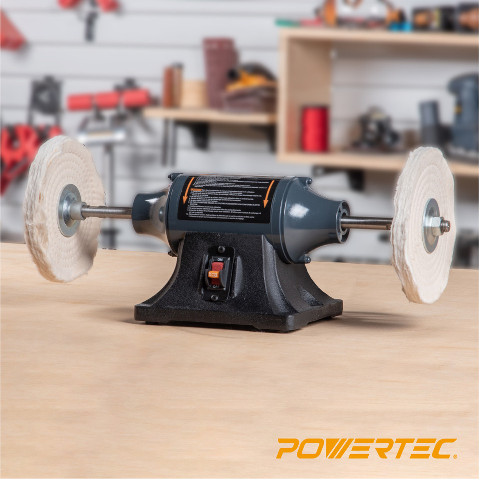 Powertec-8-Inch Bench Buffer and Polisher, Heavy Duty w/ 5/8 arbor 1 ...