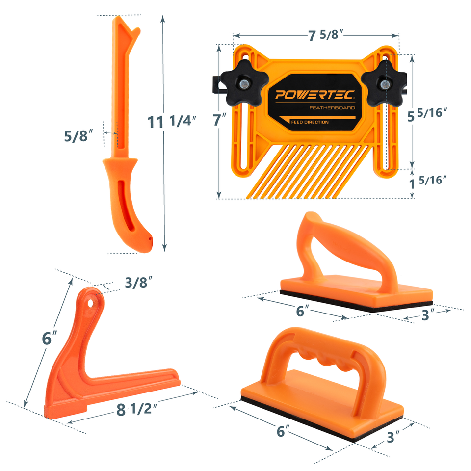 71818 Safety Kit | Featherboard, Push Sticks and Push Blocks | 5-Piece Set