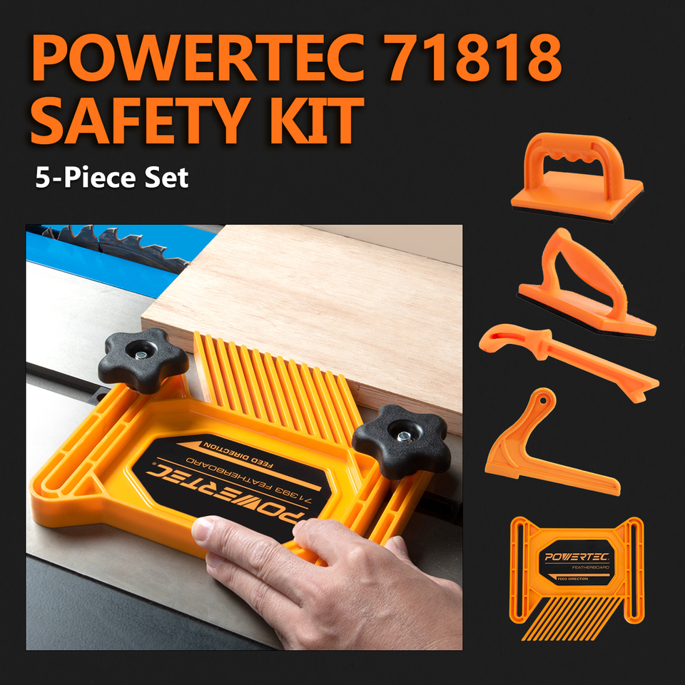 71818 Safety Kit | Featherboard, Push Sticks and Push Blocks | 5-Piece Set