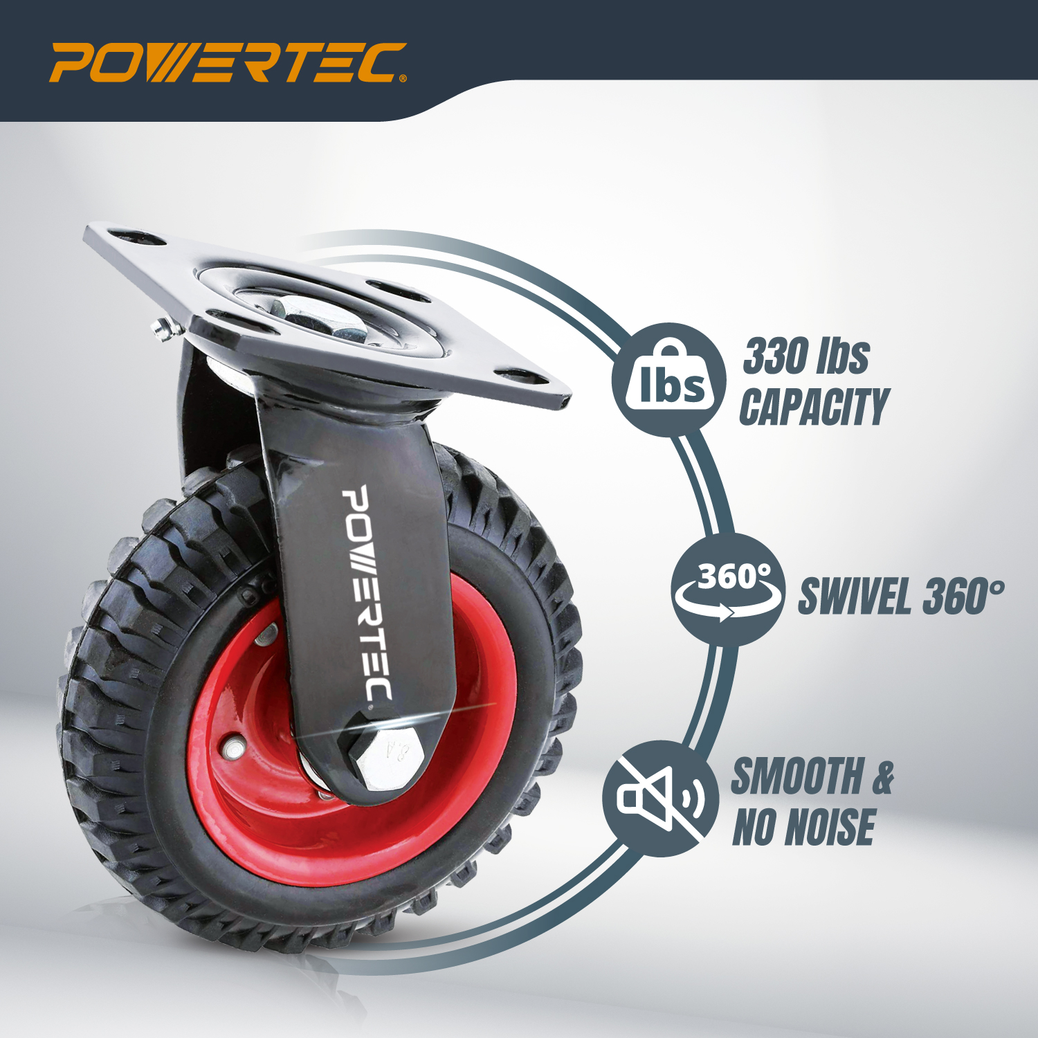 Swivel Heavy Duty Industrial Caster, 6-5/16" | POWERTEC Caster, Roller ...