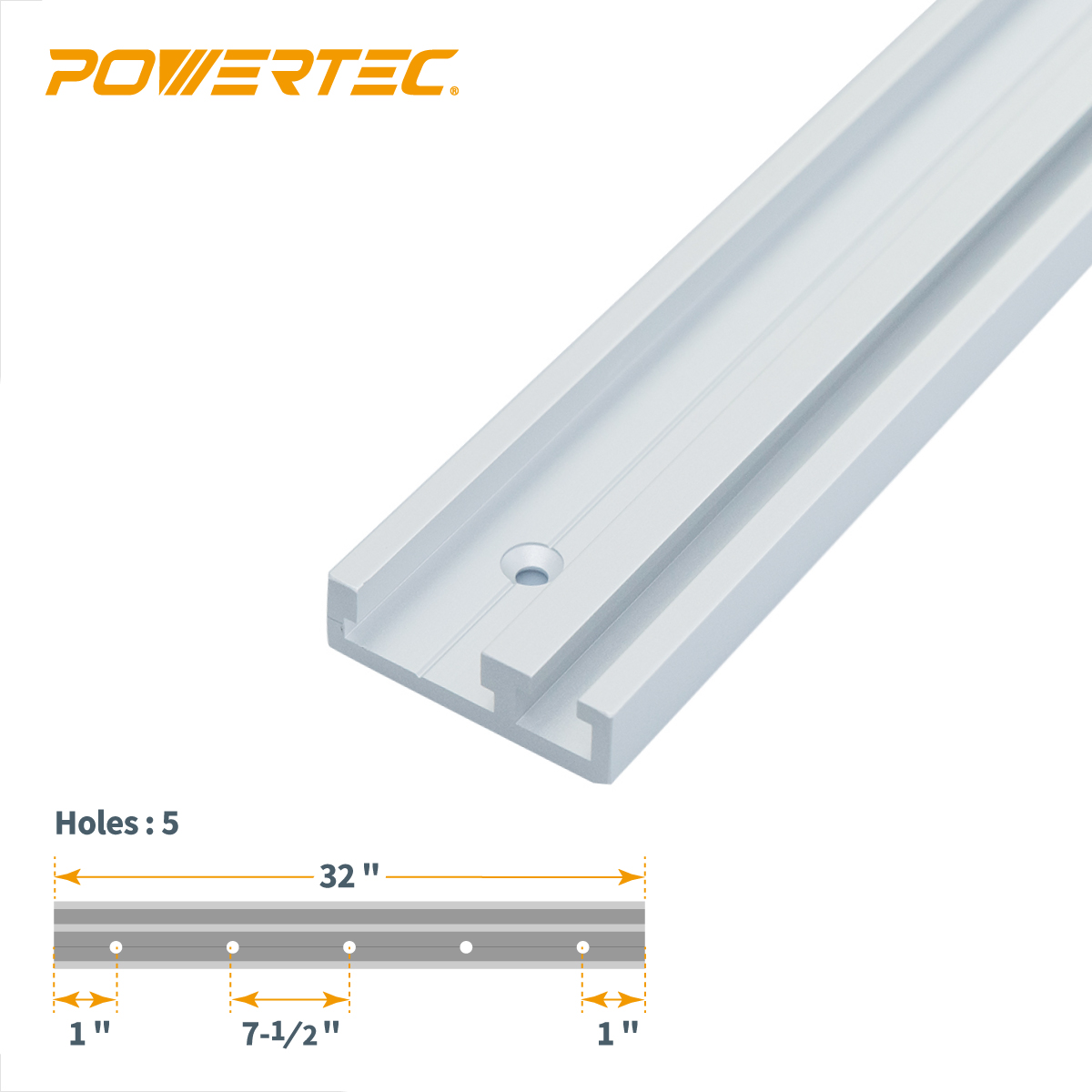 Dual Track Rail Aluminum Combo T-Track Miter Track 32" | POWERTEC ...