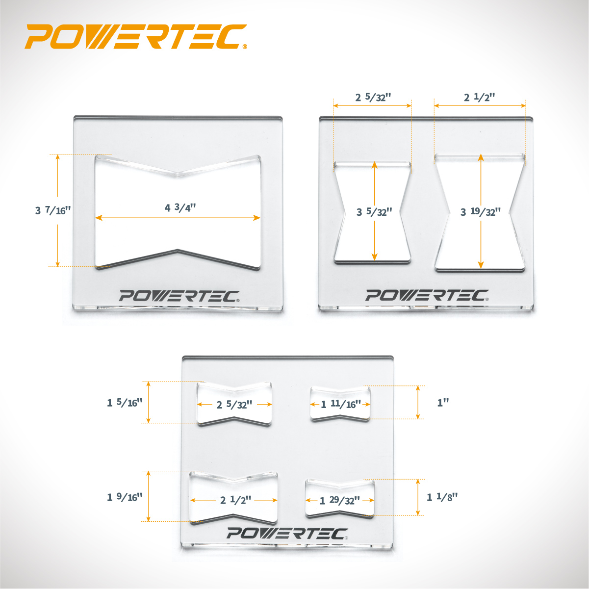Butterfly Inlay Template Kit - POWERTEC | 3 Pcs Set of Router Template ...