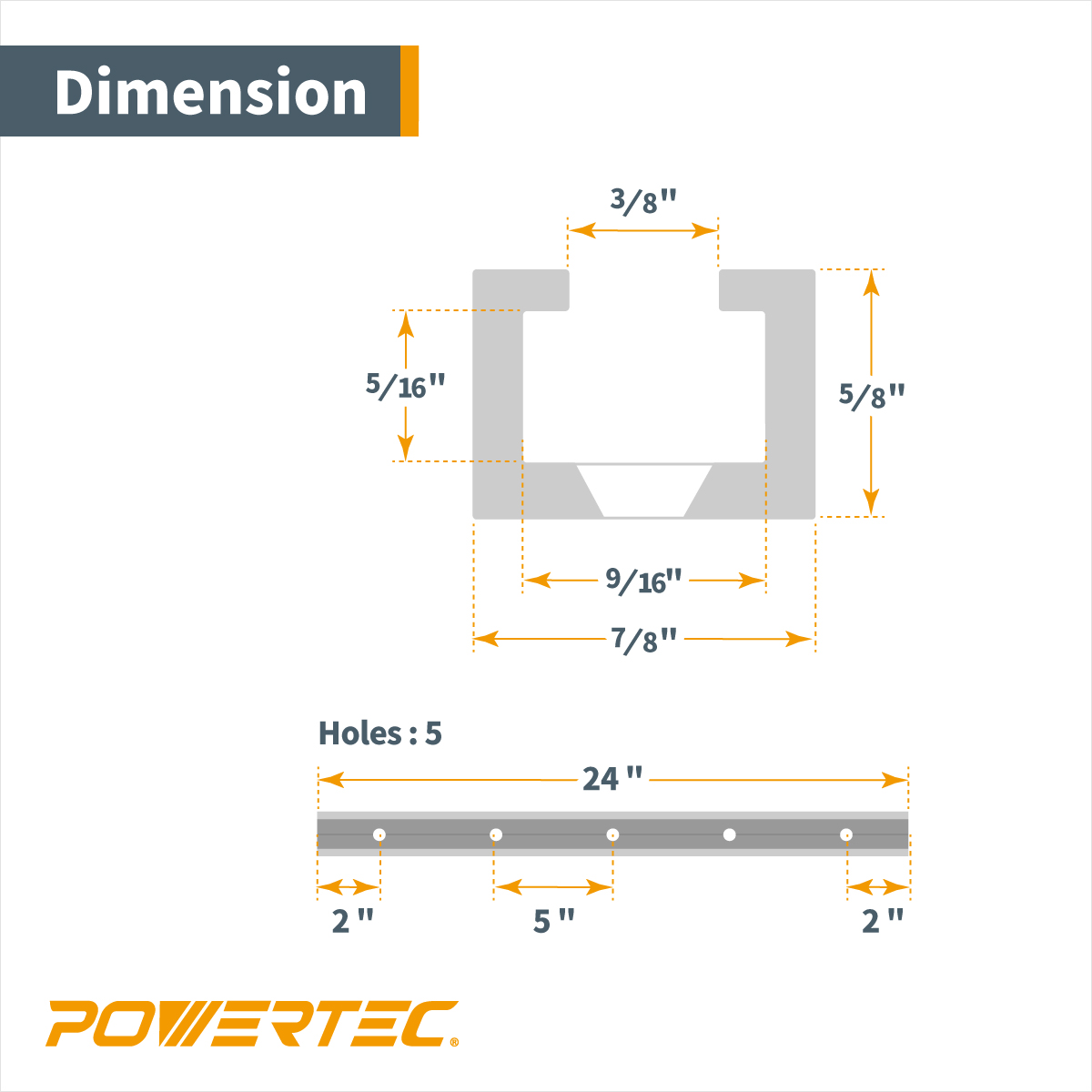 POWERTEC-Heavy Duty T Track 57/64 Inch x 19/32 Inch 24" 48" - POWERTEC ...