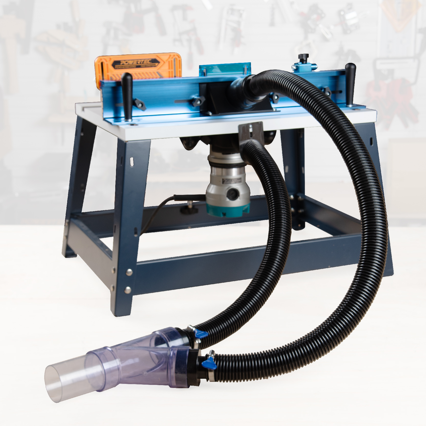 Router Table Dust Collection System-POWERTEC 70331 | Woodworking Dust ...
