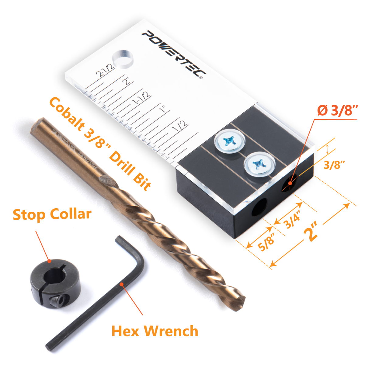 71716 3/8" Dowel Drilling Jig Kit with Depth Scale - POWERTEC ...