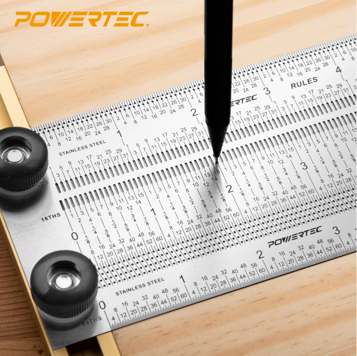 POWERTEC 80025 12-Inch Precision Marking T-Ruler