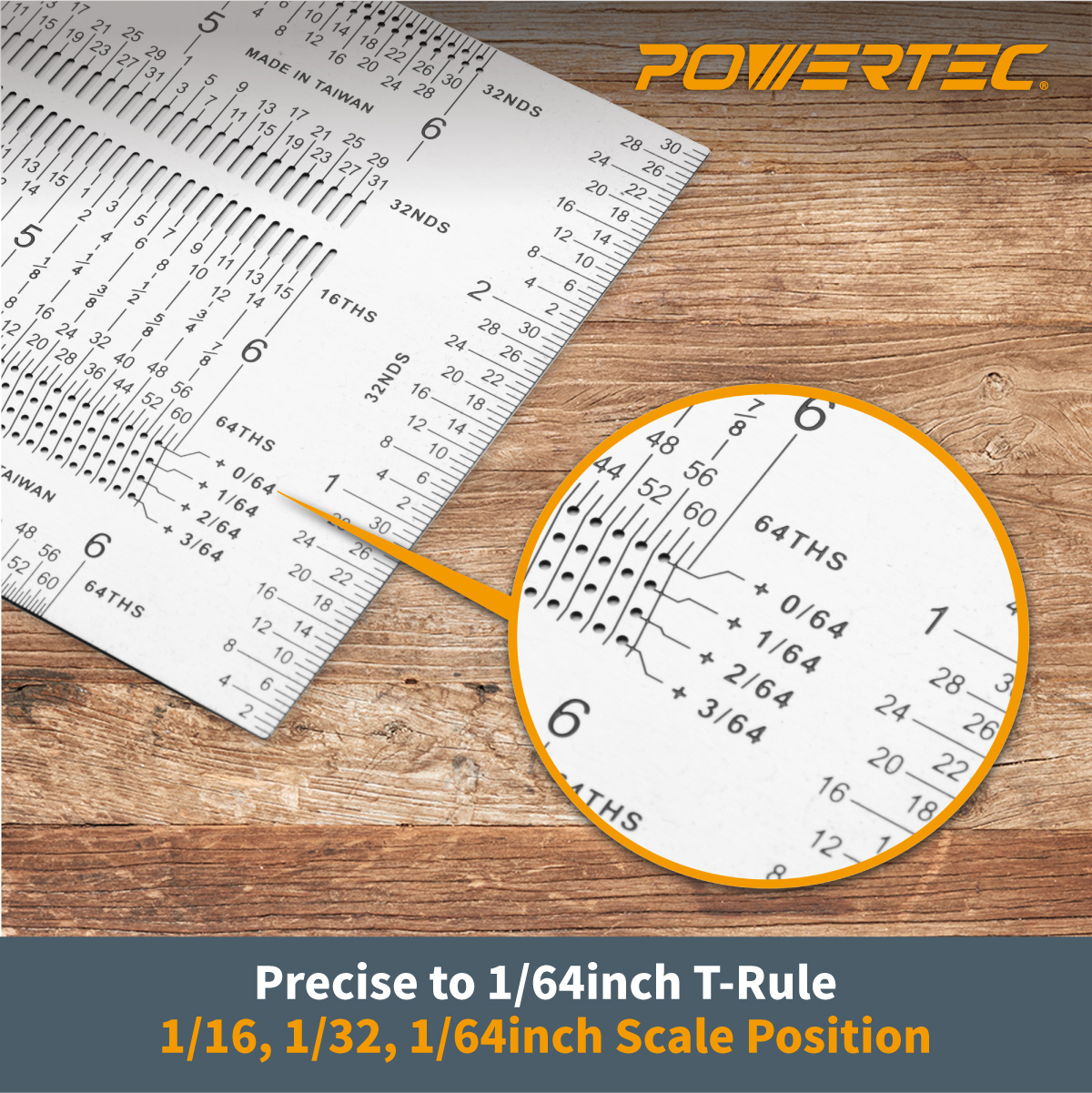 POWERTEC 80025 12-Inch Precision Marking T-Ruler