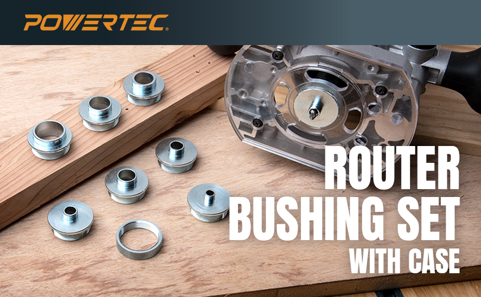 71051 Brass Router Guide Bushing Set With Case 10PK POWERTEC 71051 Brass Router Guide Bushing Set With Case 10PK POWERTEC