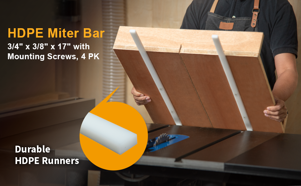 71793 HDPE Miter Bar 3/4" x 3/8" x 17" with Mounting Screws, 4 PK ...