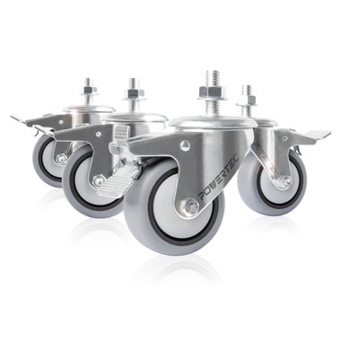 Swivel Dual Lock Caster Kit 3" with Hex Flange Locknuts, 4 PK ...