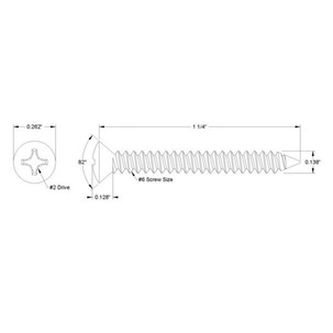 Stainless back panel screws for open back cabinets Pkt 12