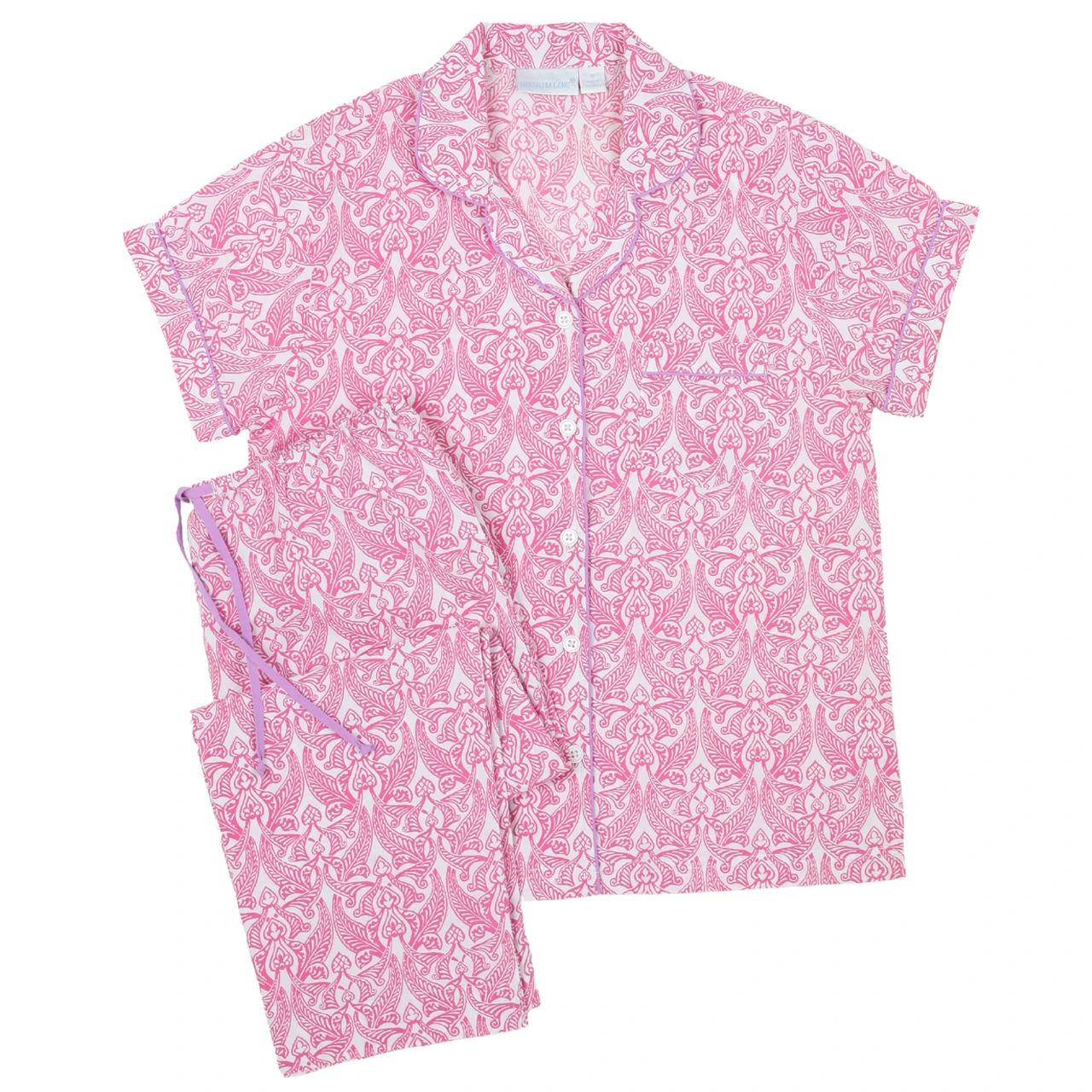Clare Pink Cotton Poplin Short Sleeve Pajamas | Needham Lane