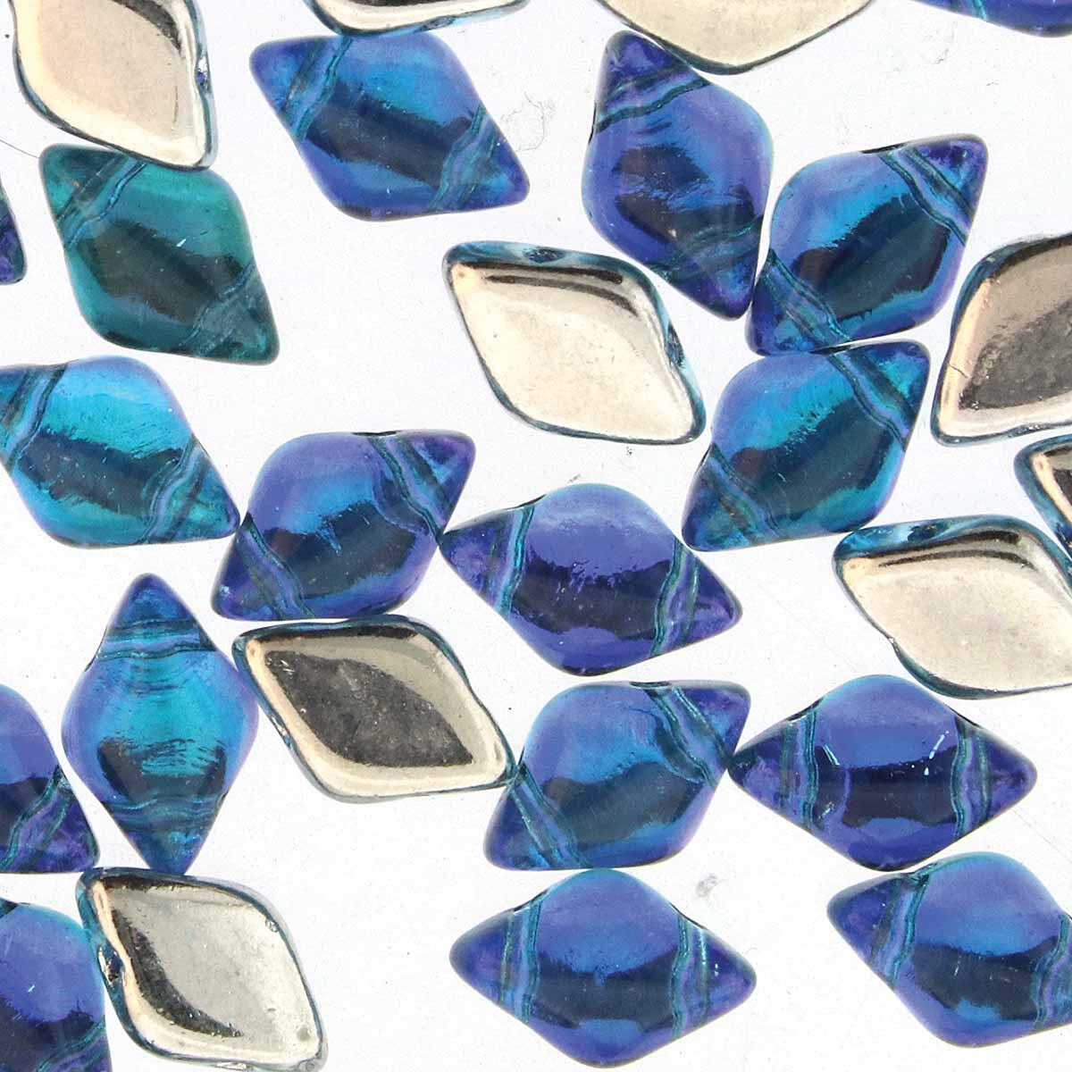 10g 8x5mm GemDuo : Aqua & Pink - Blueberry Beads