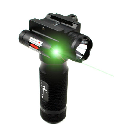 Tactical LED Aluminum Front Grip Flashlight and Green Laser Sight Combo