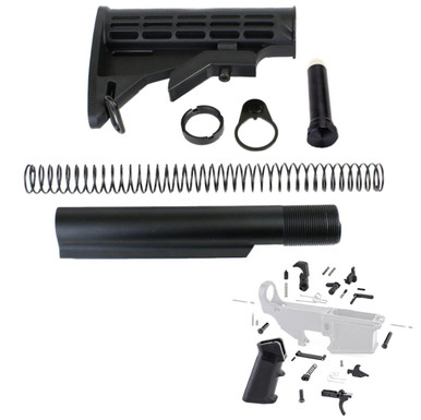 AR-15 6 Position Stock Kit -Mil Spec w/ Lower Parts Kit - Standard Grip ...