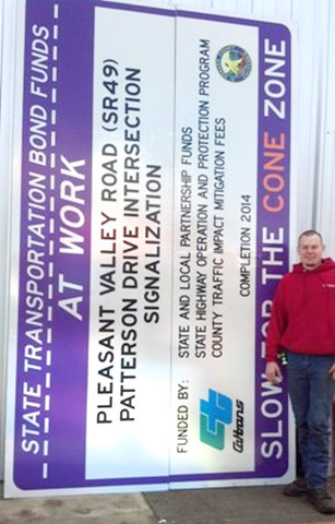 CAL TRANS SIGN (Pleasant Valley Road) - Sierra Safety