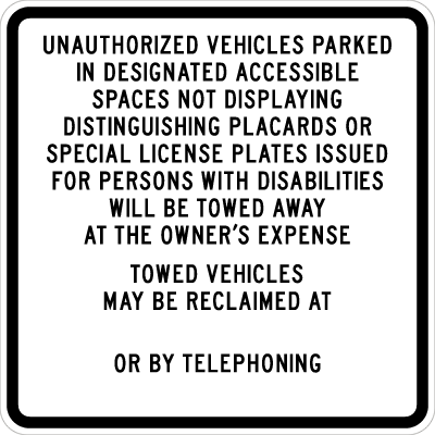 R100B UNAUTHORIZED PARKING - BLACK/ WHITE - Sierra Safety