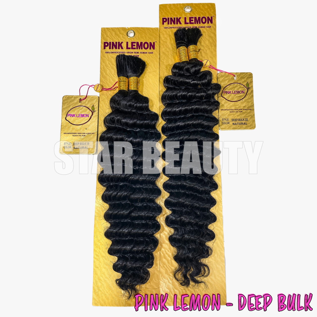 13A Pink Lemon 100% Unprocessed Human Hair Deep Bulk (18"- 22")