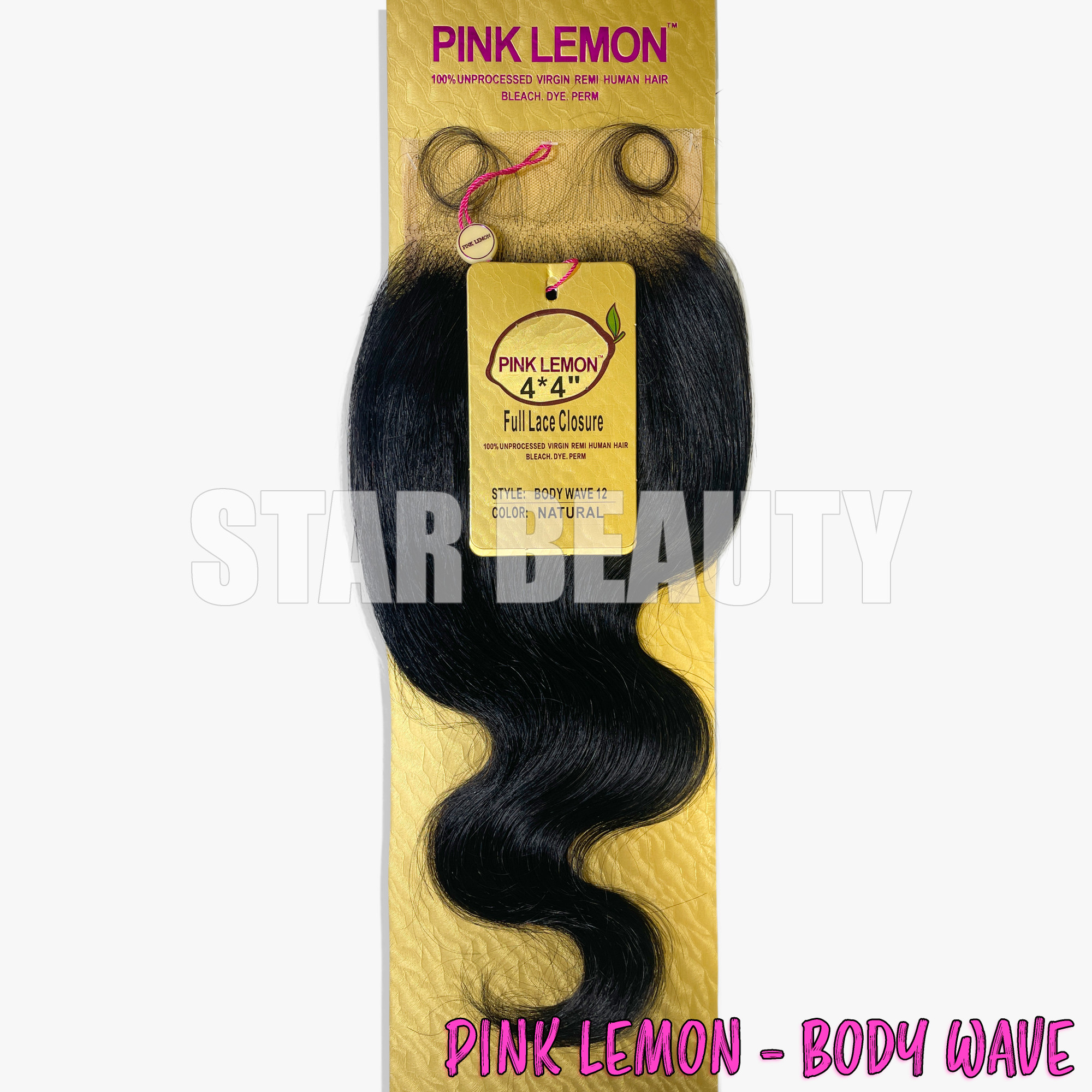 13A Pink Lemon 4X4 HD Full Lace Closure - Body Wave