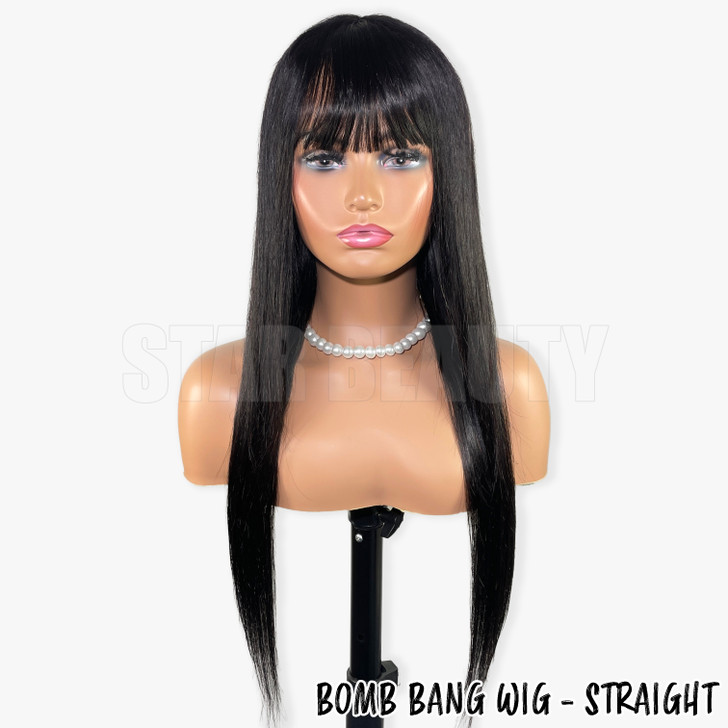 BOMB HAIR 100% Human Hair Bang Wig - Straight (20"- 28")