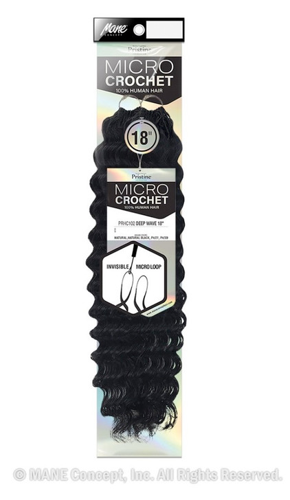 MANE CONCEPT 100% Human Hair Micro Crochet Hair - Deep Wave 18"