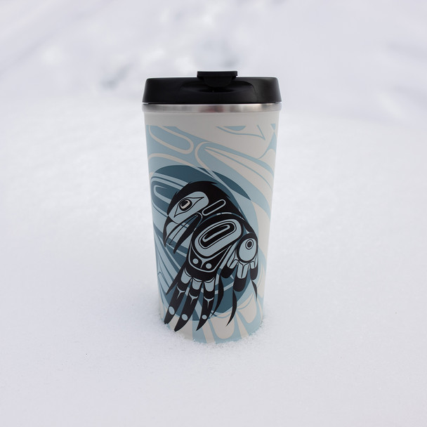 Art Travel Mug (18oz) - Raven Moon, Allan Weir, Haida | Native Northwest