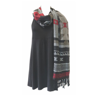 Shawl - Salish Weaving - Visions of Our Ancestors - Black/Red, Leila ...