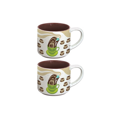 Ceramic Espresso Mugs (Set of 2) - Raven Steals The Light in a Coffee ...