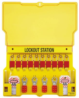 Safety Series Lockout Stations with Key Registration Card, 22in, Anod ...
