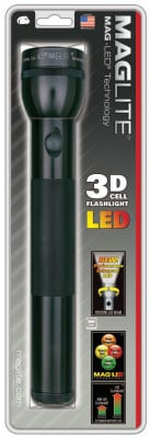 LED D-Cell Flashlight, 3 D, Black - PCG Safety