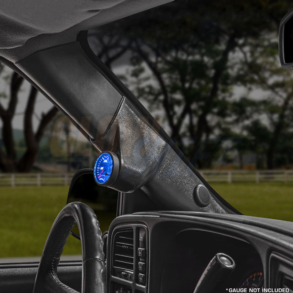 GlowShift Gauges 2000-2006 GMC Sierra Duramax 60mm Black Single Pillar 3in1 Gauge Pod with ...