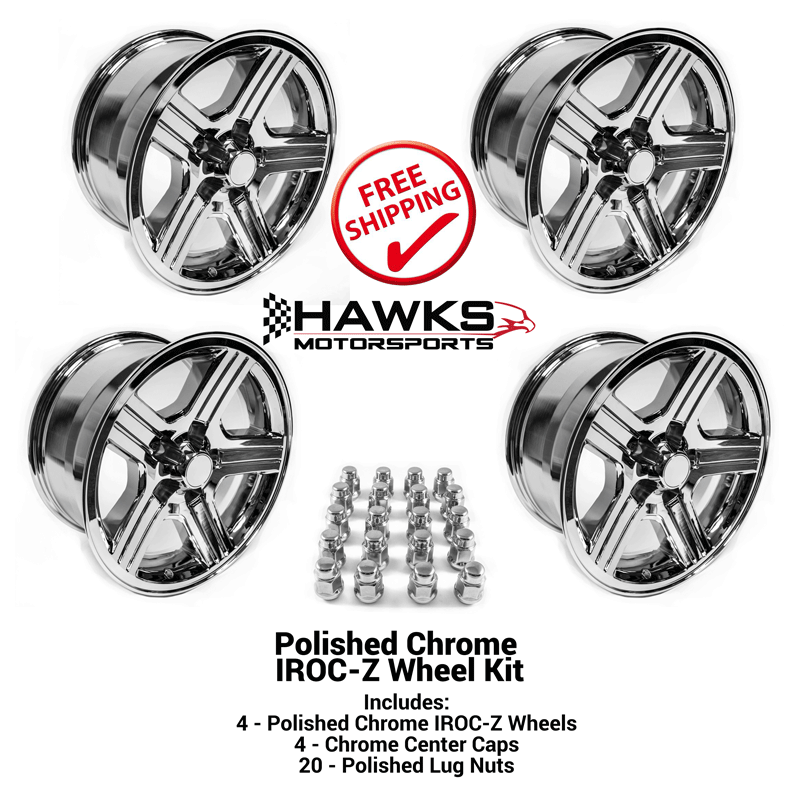 17x9 Chrome IROC-Z Wheel Kit | 1985-1987 Camaro IROC-Z Styling | Set of ...