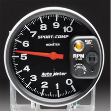 Auto Meter Monster Sport Comp Tach w/ 5" Face 10,000 RPM w/ mini shift ...