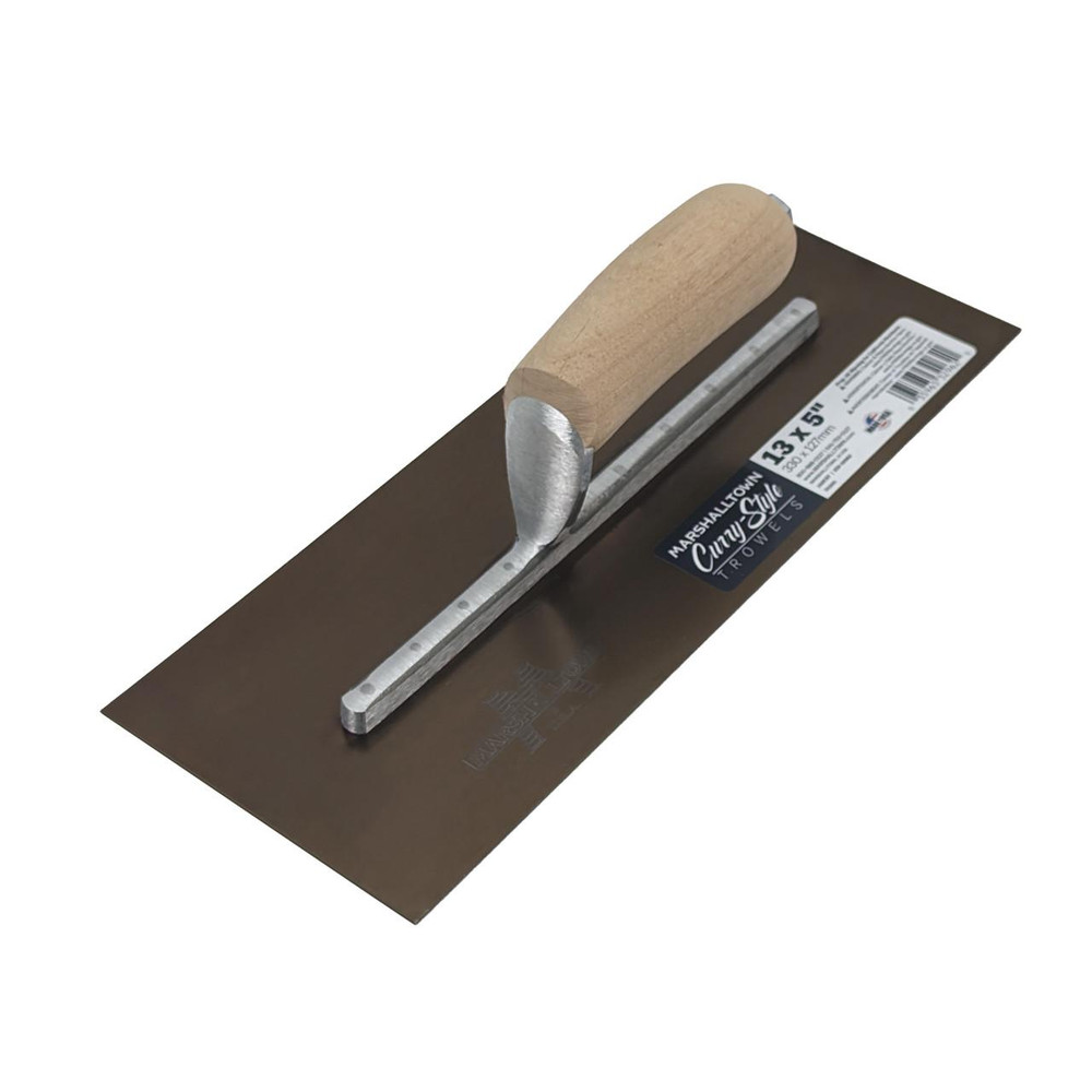Marshalltown Curry-Style Trowels, Wood Handle, 5in x 13in - Wind-lock