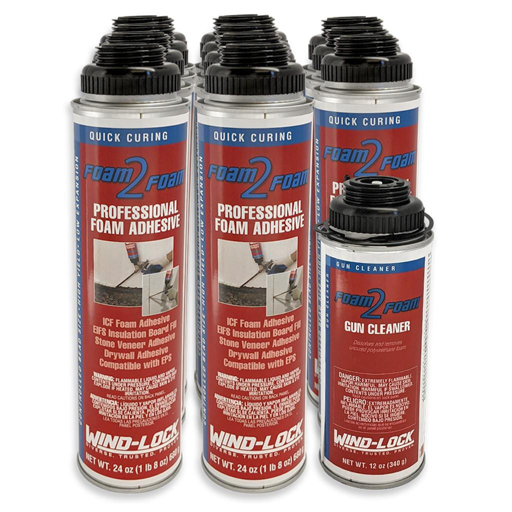 Wind-lock Foam2Foam Kit, 11 Cans of F2F w/ 1 Can of Cleaner - Wind-lock