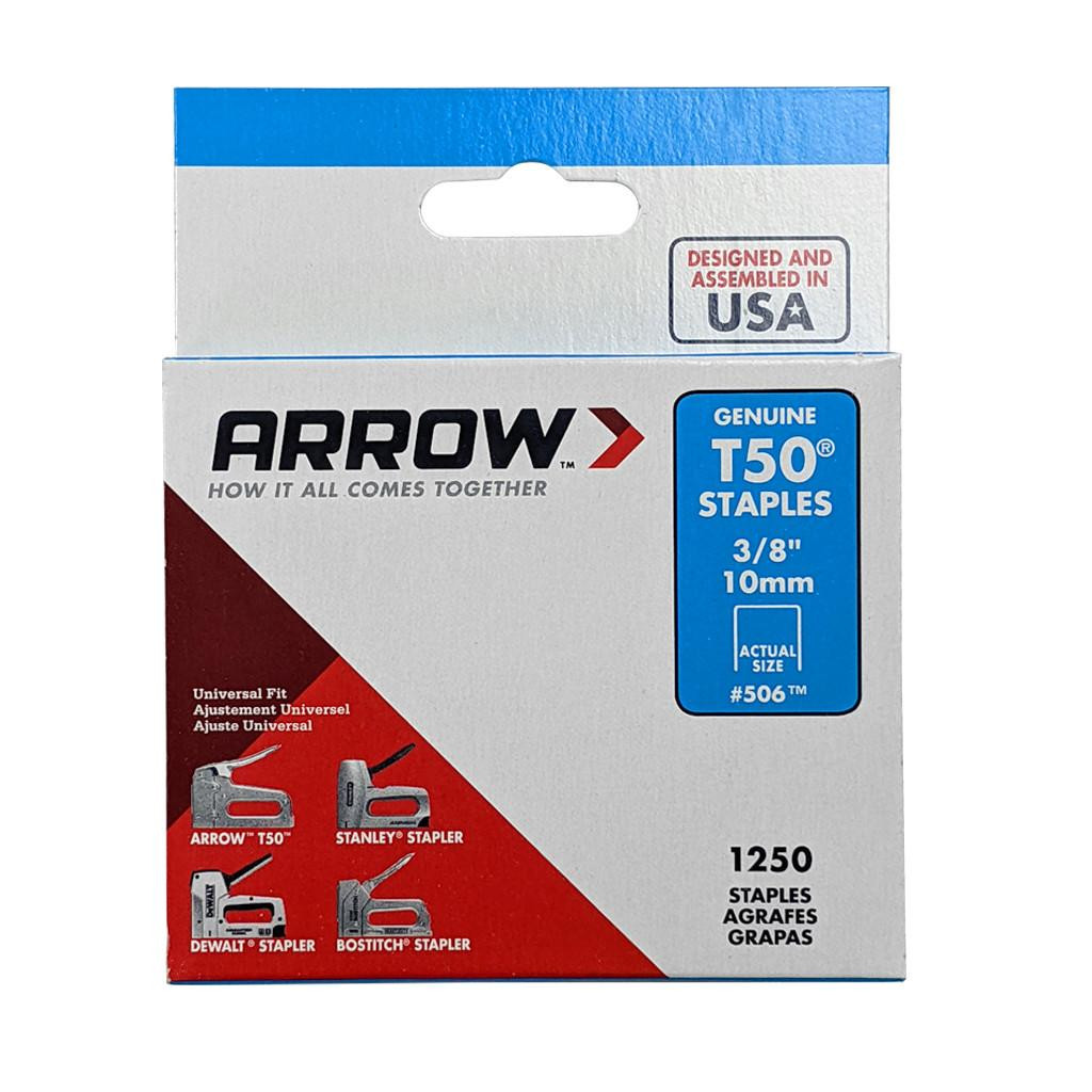 Arrow Fastener T50 3/8in Flat Crown Staples, 5000/pk - Wind-lock